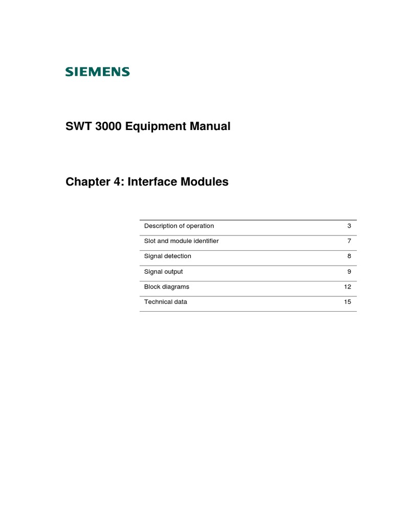 SWT 3000 Interface Module Overview | PDF | Relay | Rectifier