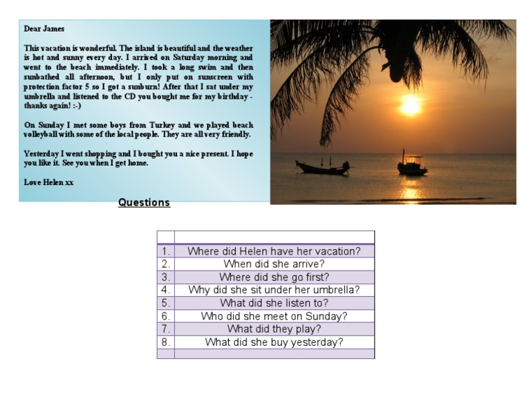 Postcard Reading Reading Comprehension Exercises - 10180 | PDF
