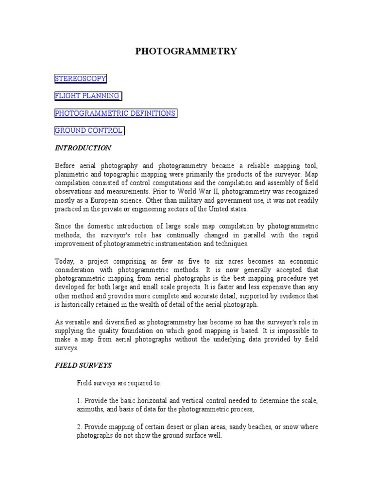 Photogrammetry PDF | PDF | Surveying | Aerial Photography