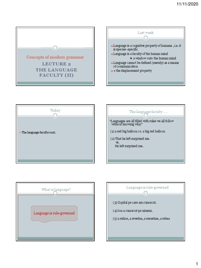 Concepts of Modern Grammar: The Language Faculty (Ii) | PDF | Human ...