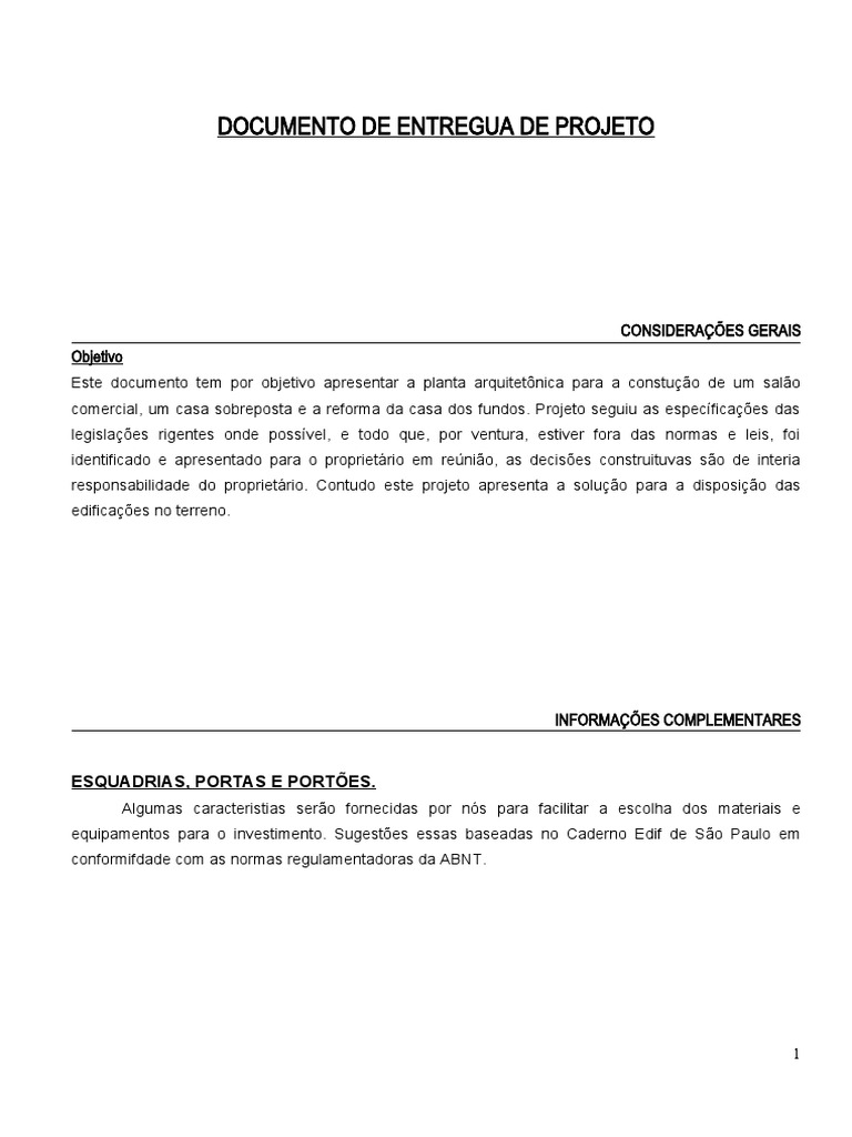Documento de Entrega de Projeto | PDF | Business