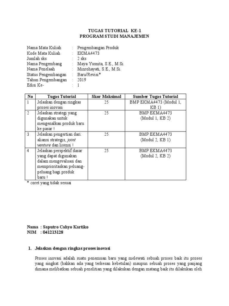 Pengembangan Produk Tugas 1 | PDF