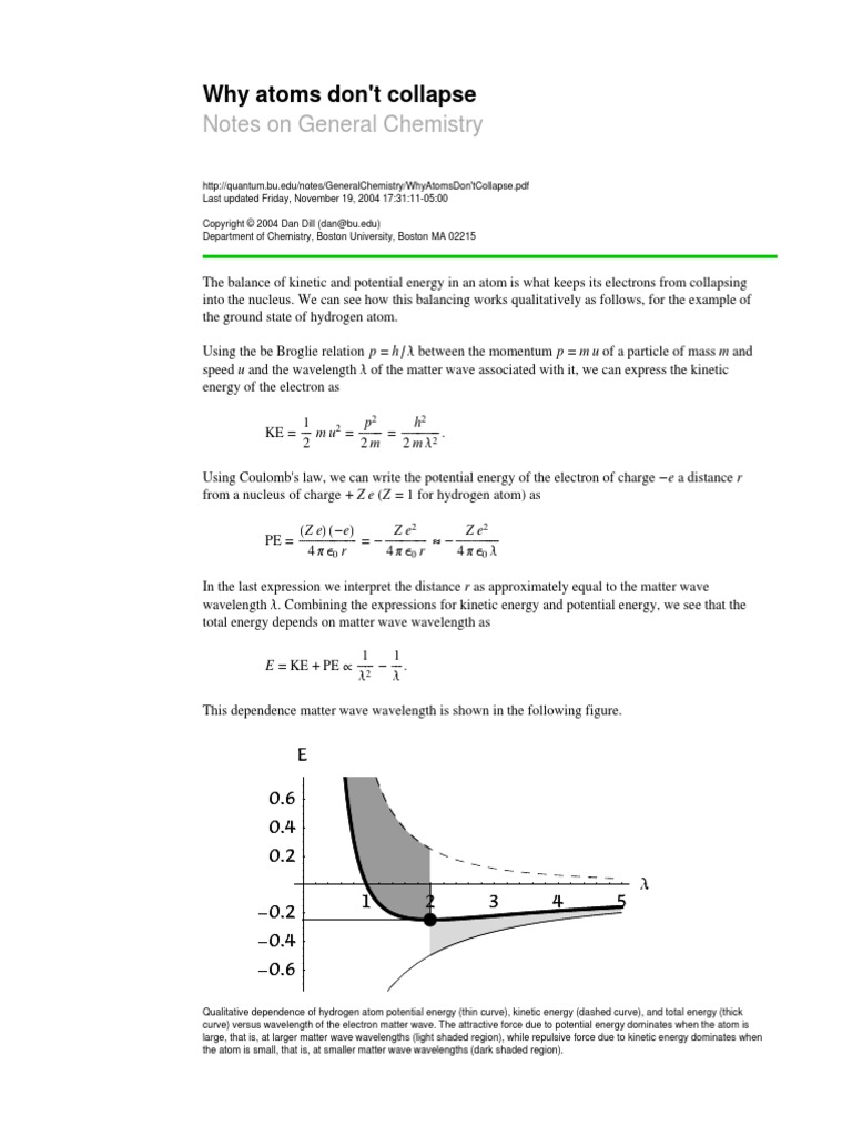 Notes On General Chemistry: Why Atoms Don't Collapse | PDF | Atoms ...