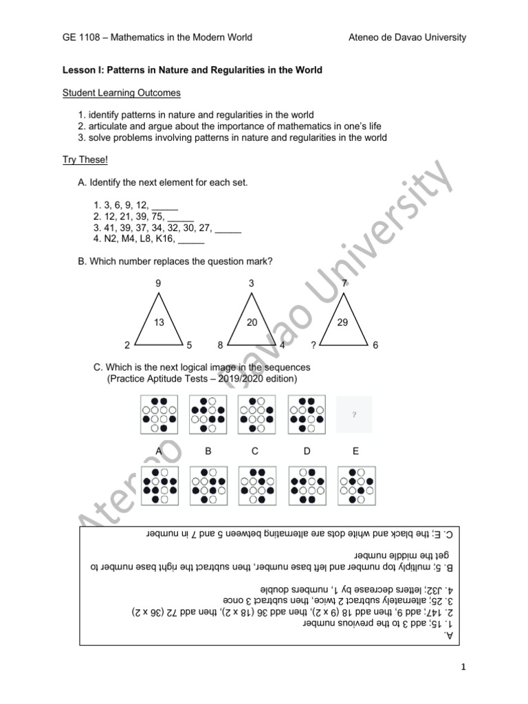 Lesson I. A. Fibonacci Numbers and Golden Ratio PDF | PDF | Numbers ...