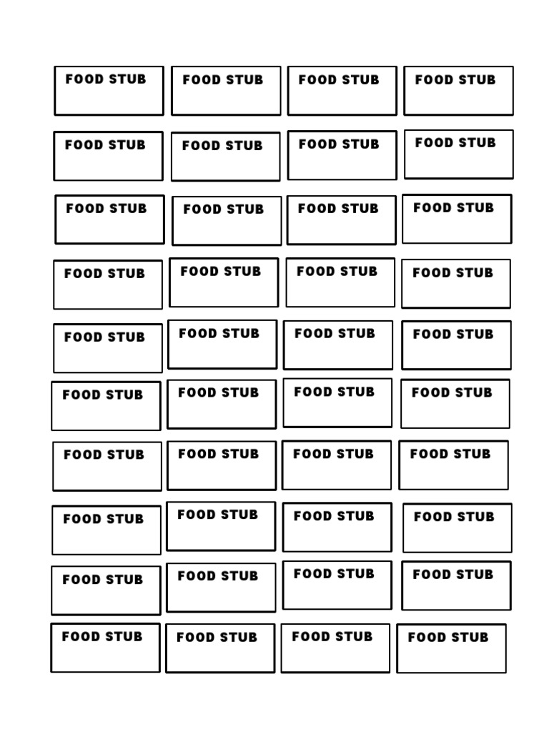 Food Stub Template Overview | PDF