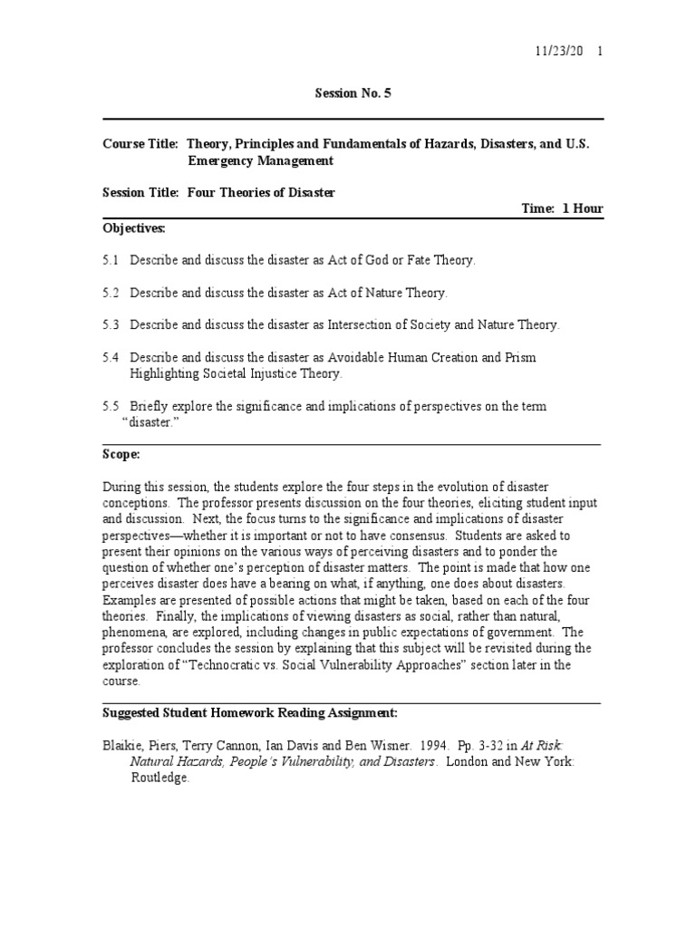 Four Theories of Disaster Explained | PDF | Hazards | Emergency Management