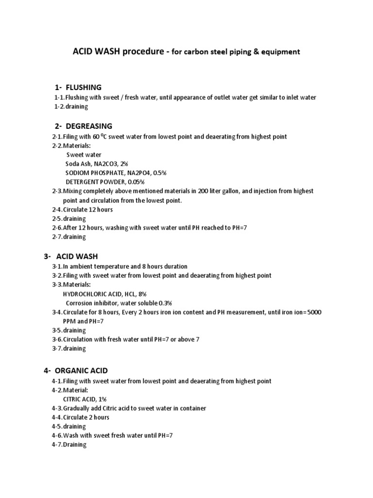 Acid Wash Procedure | PDF