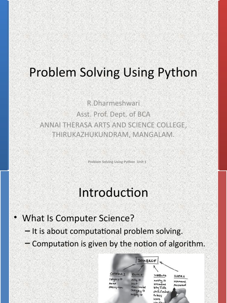Problem Solving Using Python Unit 1 Madras University Syllabus Pdf Computer Program