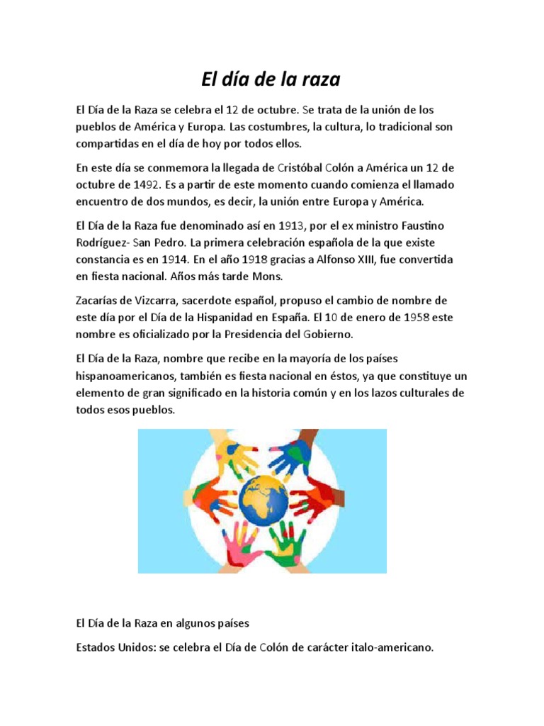 Historia y celebración del Día de la Raza | PDF