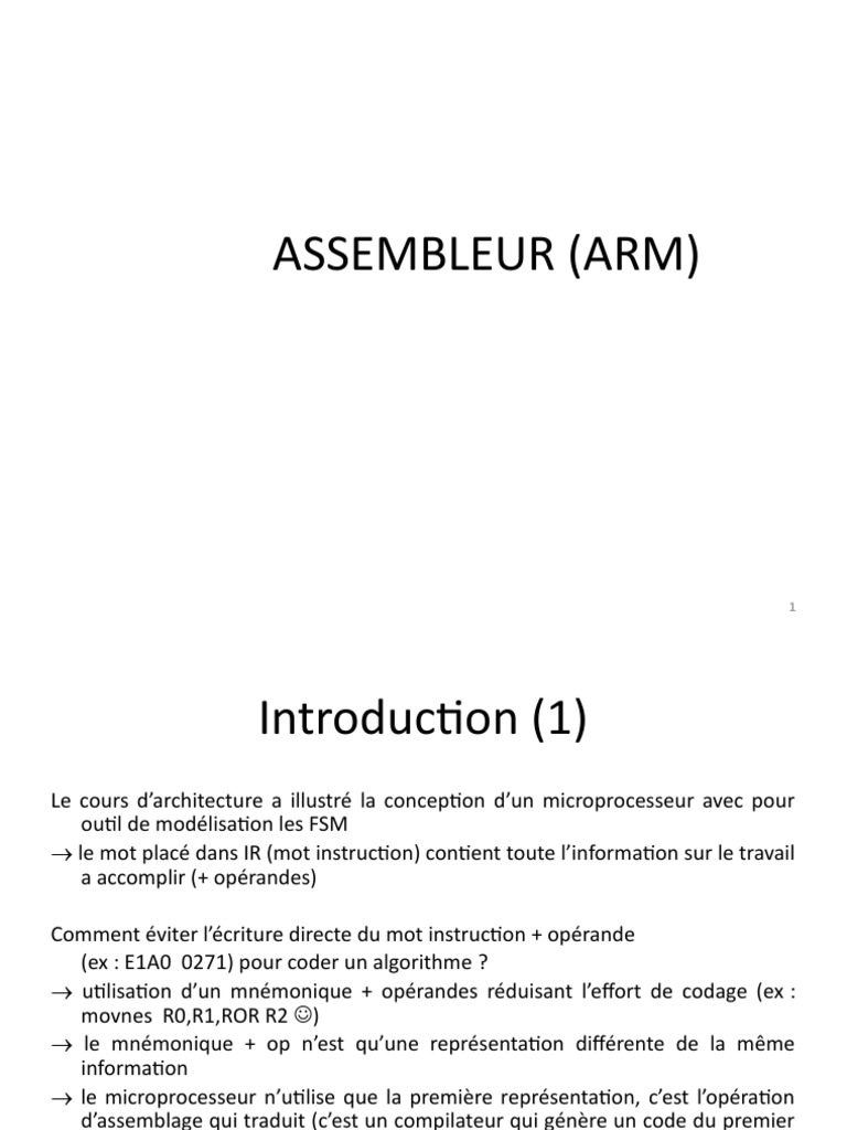 Introduction à l'Assembleur ARM et ses Directives | PDF | Assembleur ...