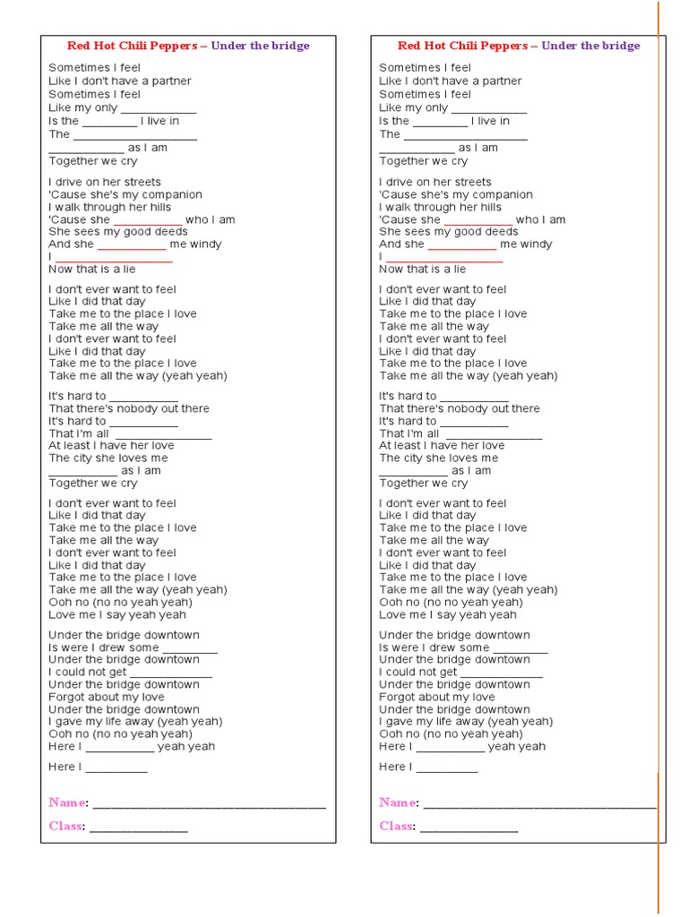 Present Simple Song - Red Hot | PDF