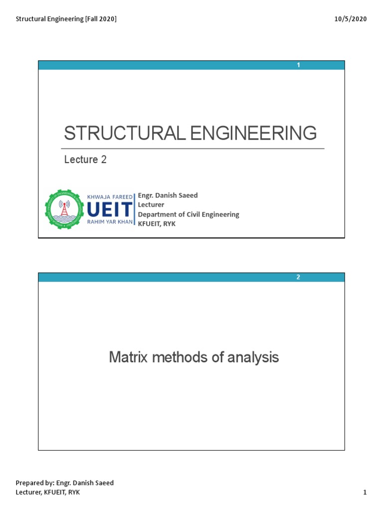 Structural Engineering: Matrix Methods of Analysis | PDF | Beam ...