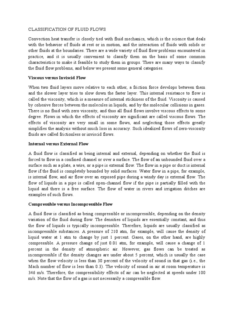 Classification of Fluid Flows | PDF | Fluid Dynamics | Fluid Mechanics