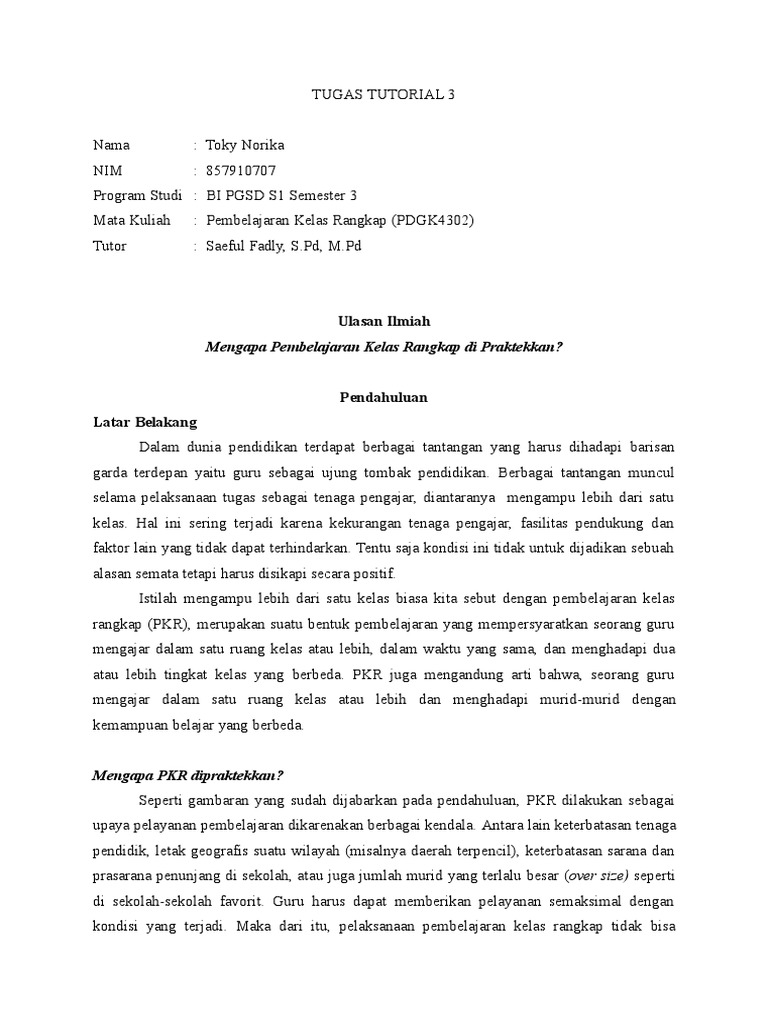Contoh Kelas Rangkap Tugas 3 | PDF