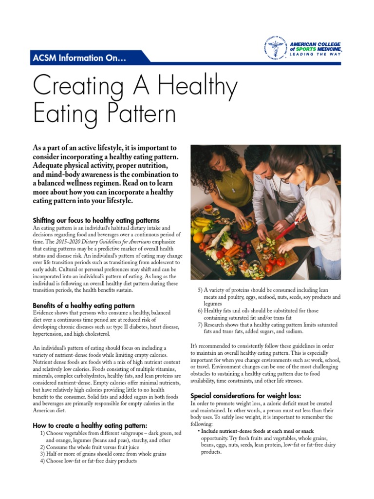 Creating A Healthy Eating Pattern: ACSM Information On | PDF | Healthy ...