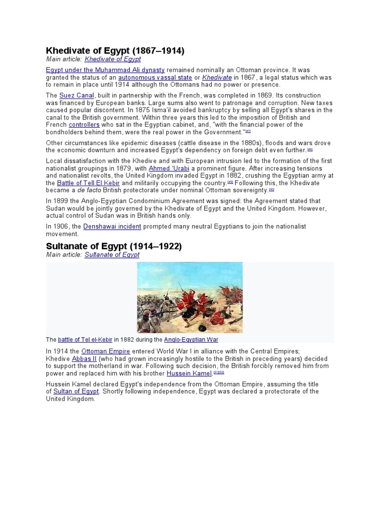 Khedivate of Egypt: 1867-1914 Overview | PDF | Egypt | Government Of Egypt