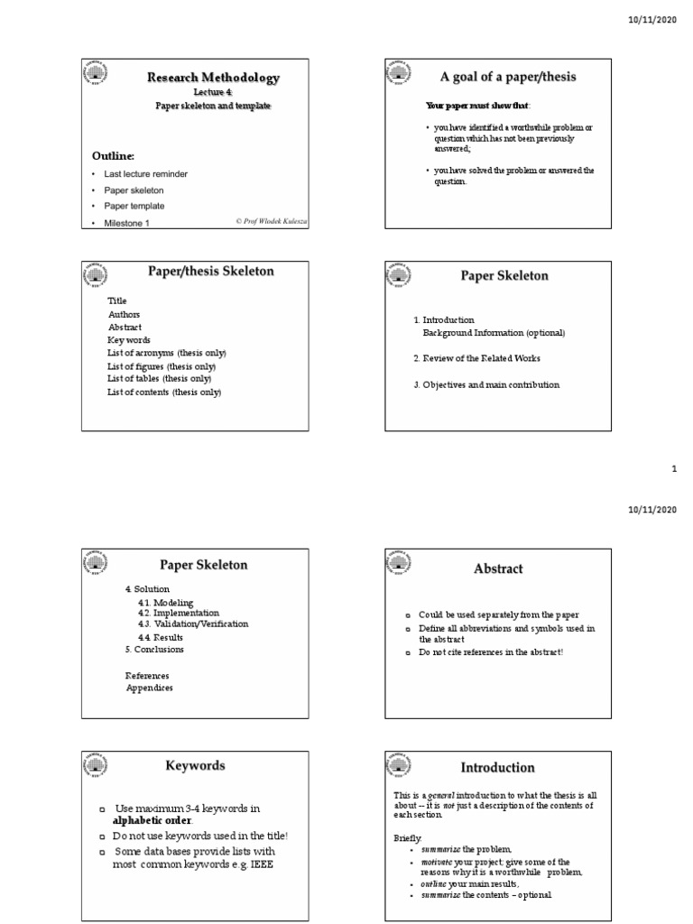 Lect - 04 - Skeleton - Template ht20lp2 | PDF | Thesis | Simulation