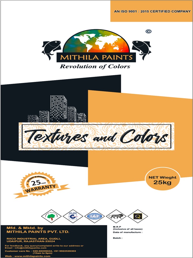 Textures Colors: Mfd. & Mktd. by Mithila Paints Pvt. LTD | PDF