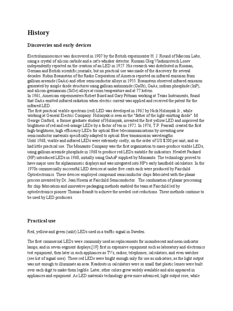 The History and Development of Light Emitting Diodes (LEDs) from ...