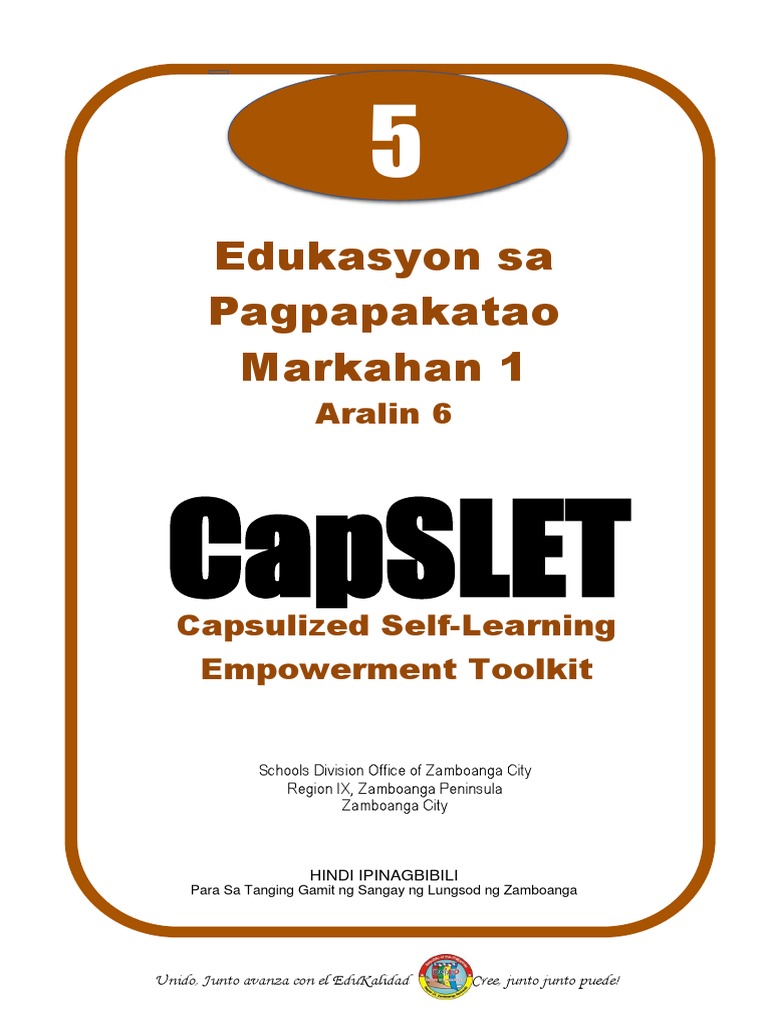 EsP5 CapSLET Quarter 1 Week 5 EsP5PKP Ig 34 | PDF