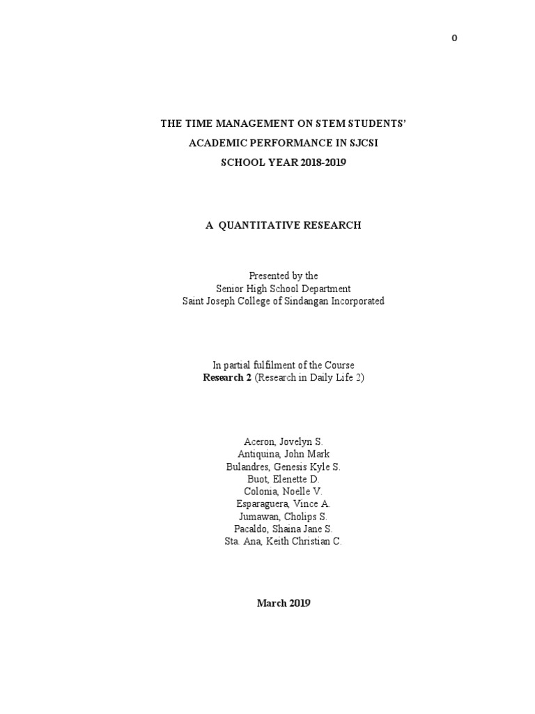 Time Management Impact on STEM Students | PDF | Science, Technology ...