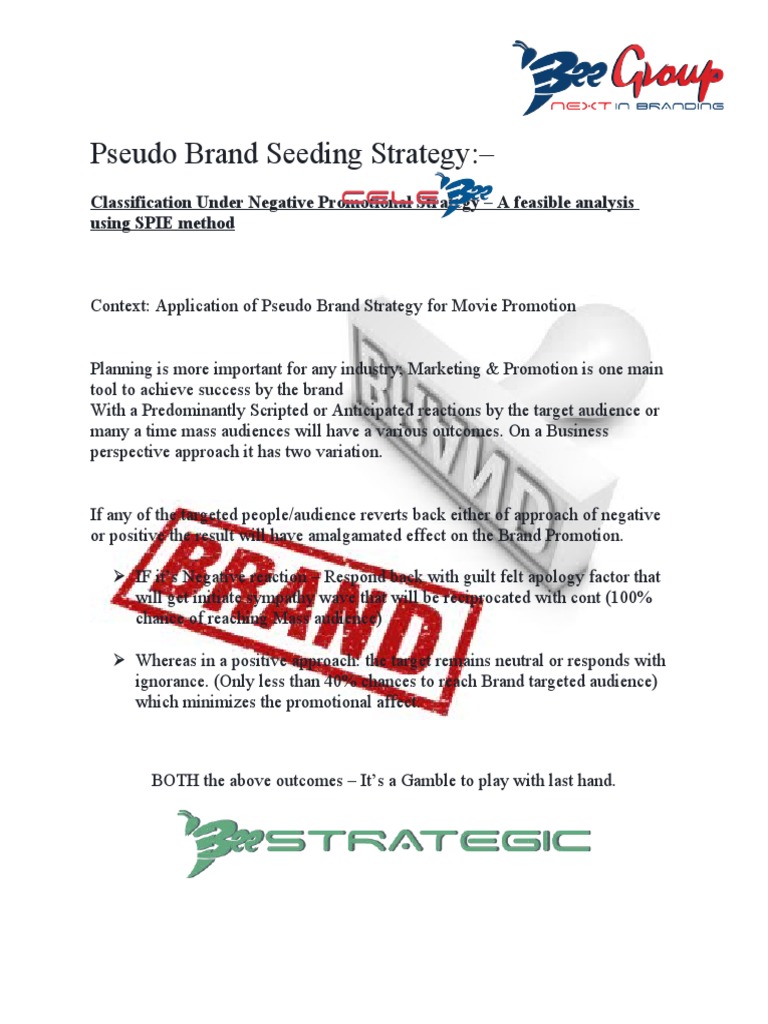 Pseudo Brand Seeding Strategy | PDF
