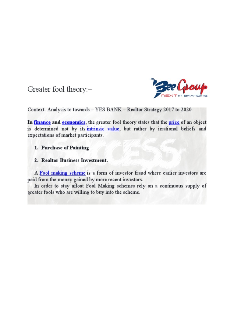 Greater Fool Theory:-: Price Intrinsic Value | PDF