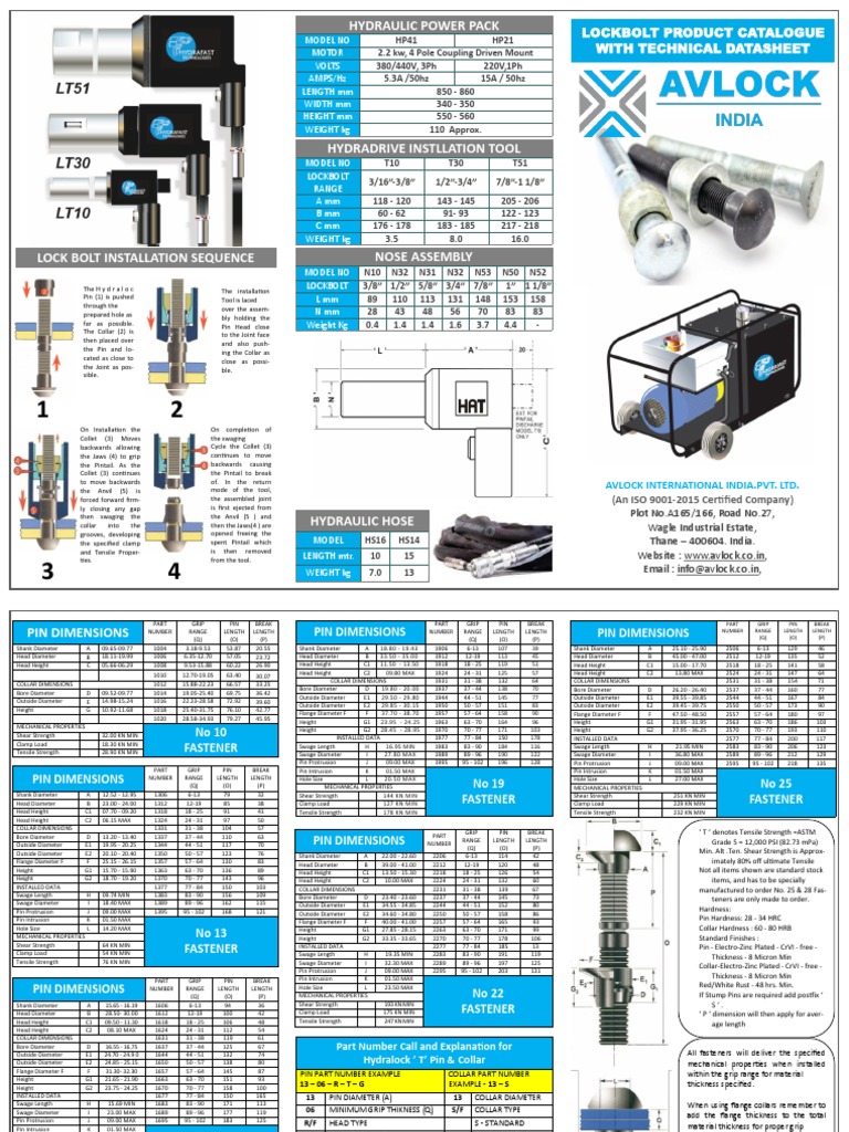 Avlock Lockbolt Data Sheet 2020 | Download Free PDF | Manufactured ...