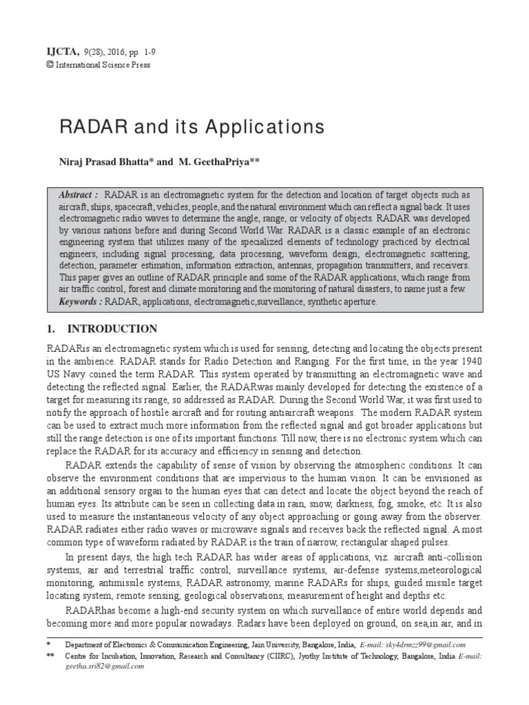RADAR and Its Applications: Ijcta | PDF | Radar | Amplifier