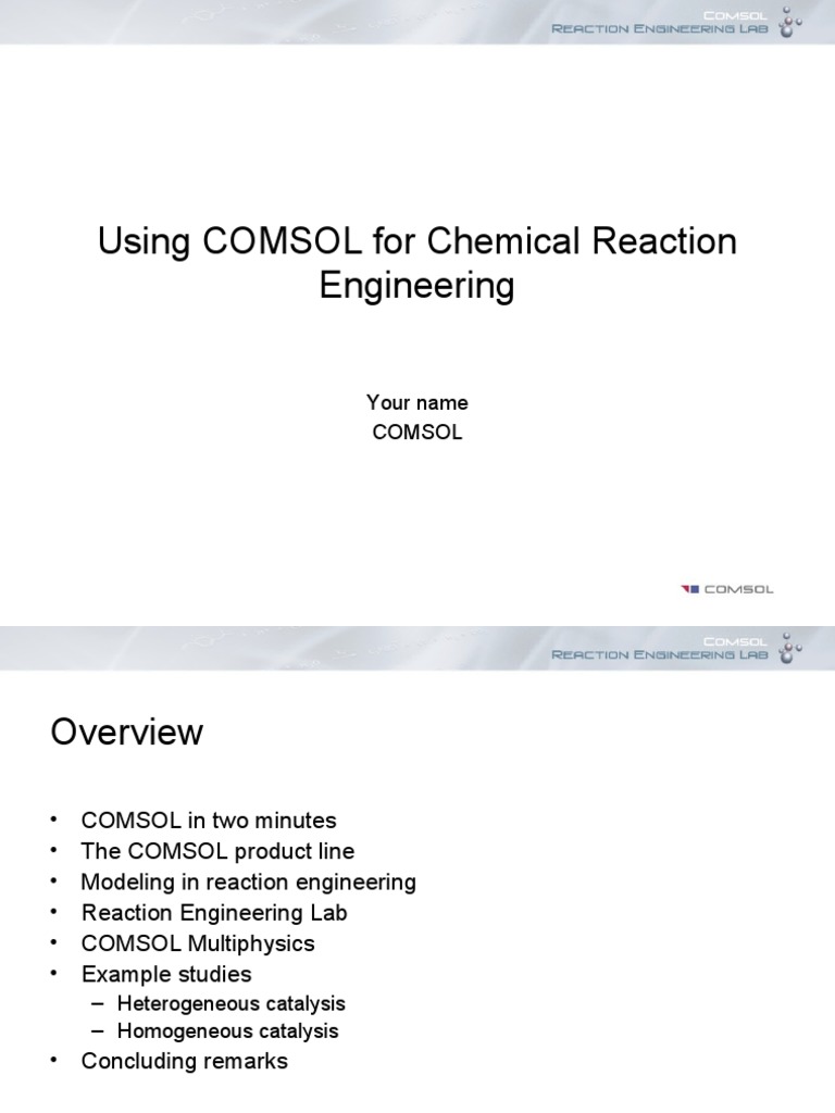 Using COMSOL For Chemical Reaction Engineering | PDF | Chemical Reactor ...