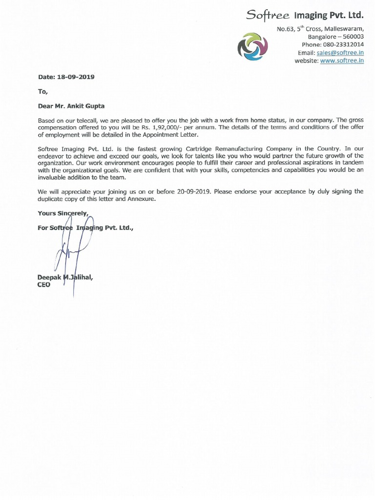 Ankit Appointment Letter PDF | PDF