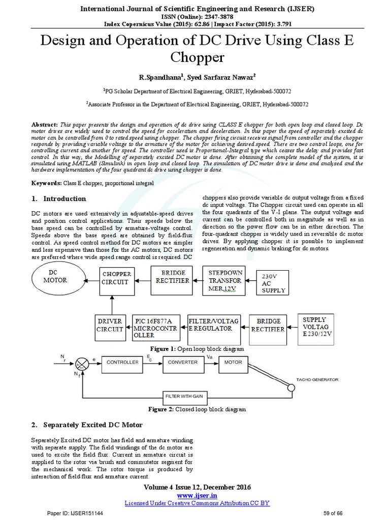 Design and Operation of DC Drive Using Class E Chopper: R.Spandhana ...