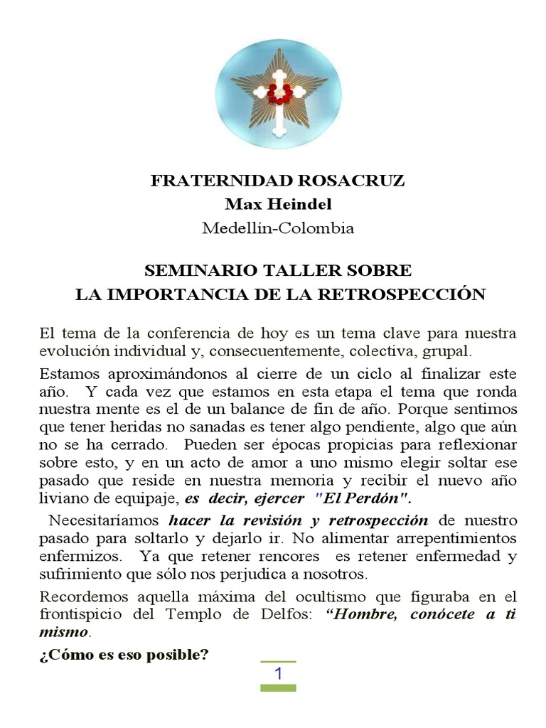 Retrospeccion Fraternidad Rosacruz | PDF | Memoria | Mente