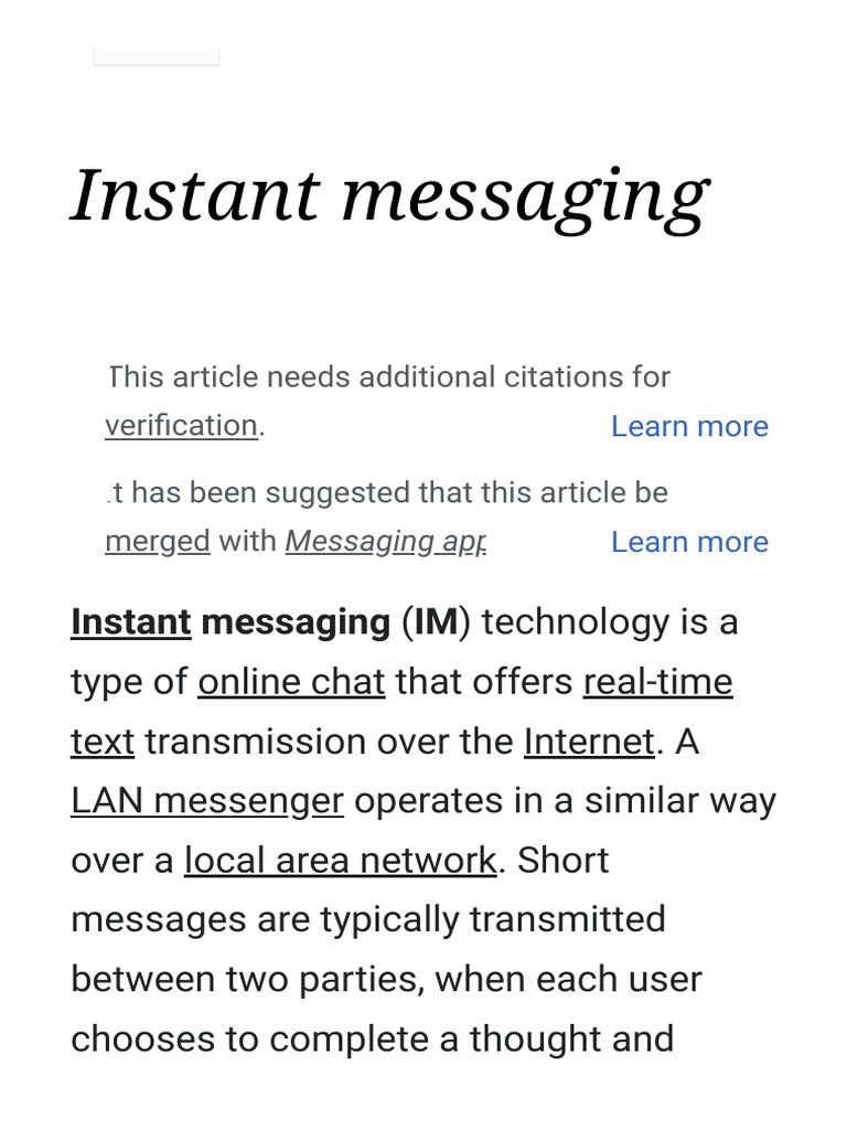 Instant Messaging (IM) Technology Is A | PDF | Instant Messaging | Application Layer Protocols