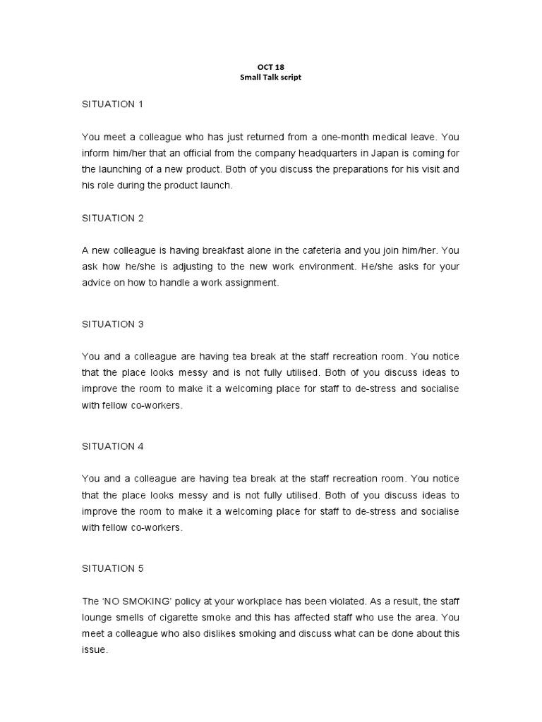 Elc 650 Small Talk | PDF | Behavioural Sciences | Psychological Concepts