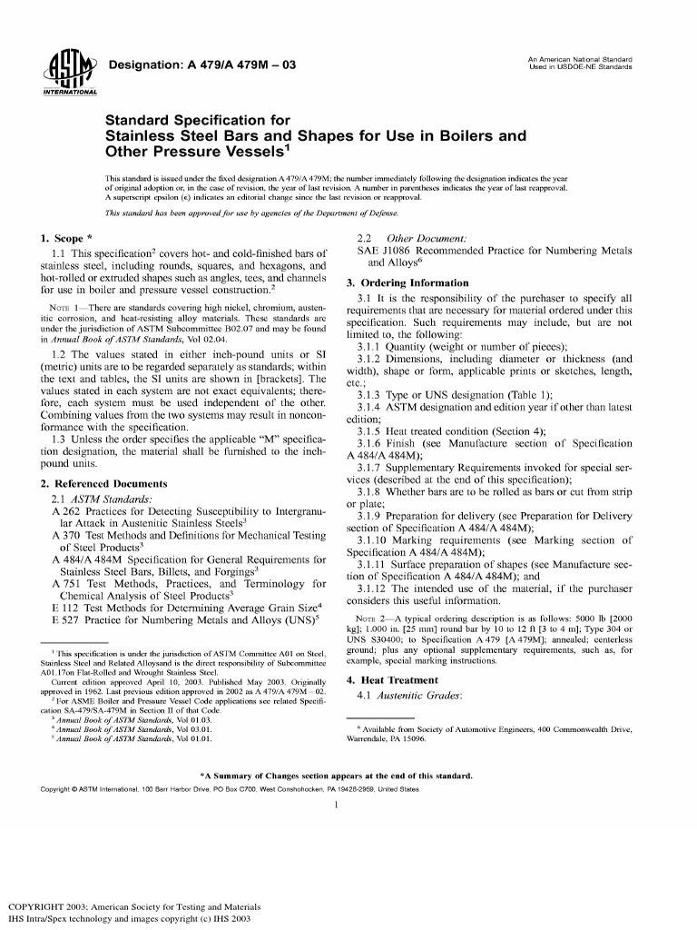 Astm A 479 PDF | PDF