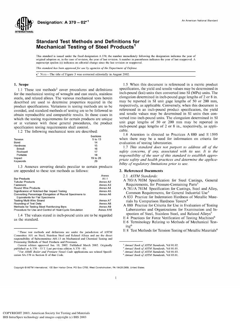 ASTM A 370 (02) E1 PDF | PDF | International Business | International ...