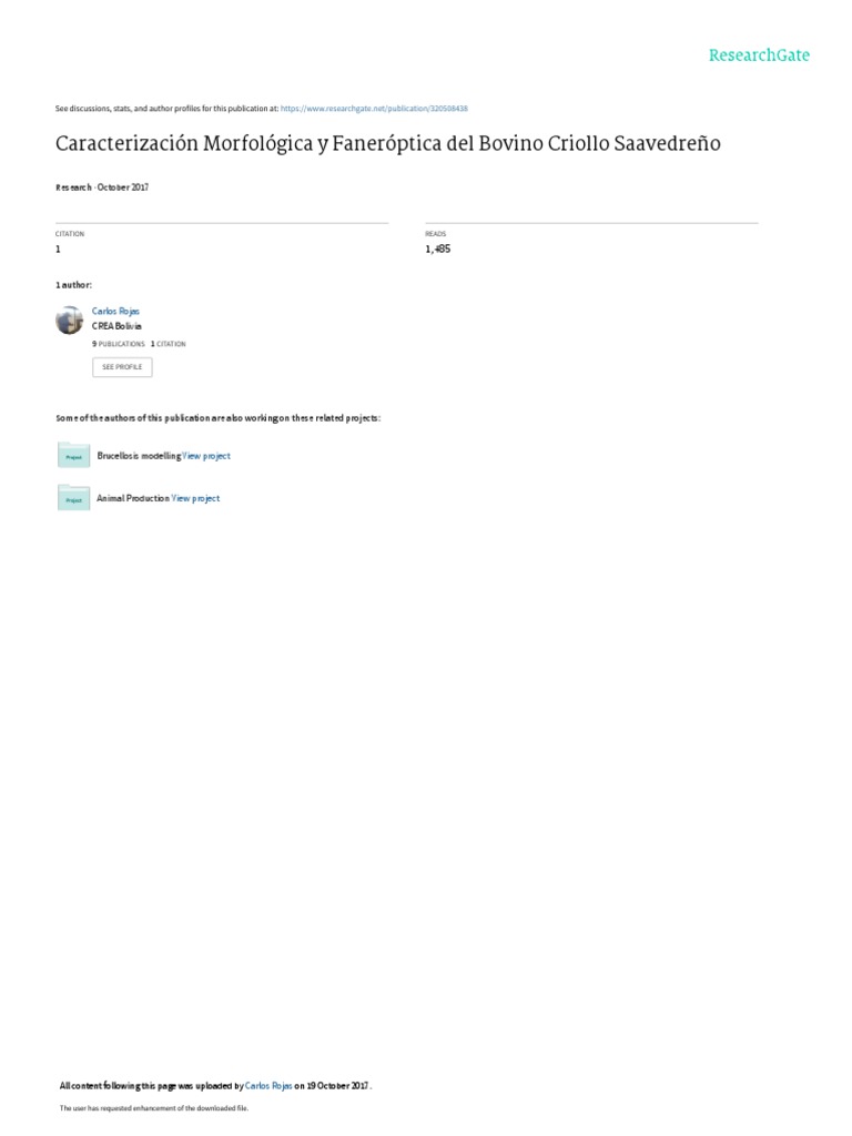 Caracterizacin Morfolgicay Fanerpticadel Bovino Criollo Saavedreo | PDF ...