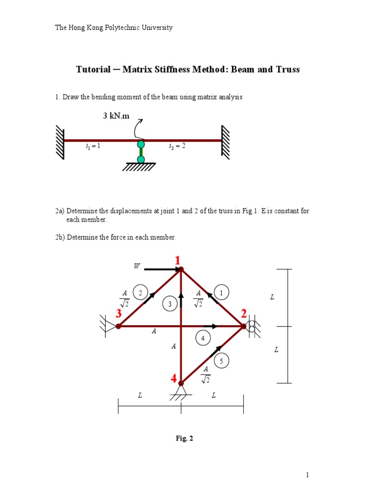 Tutorial Matrix Stiffness Method: Beam and Truss | PDF