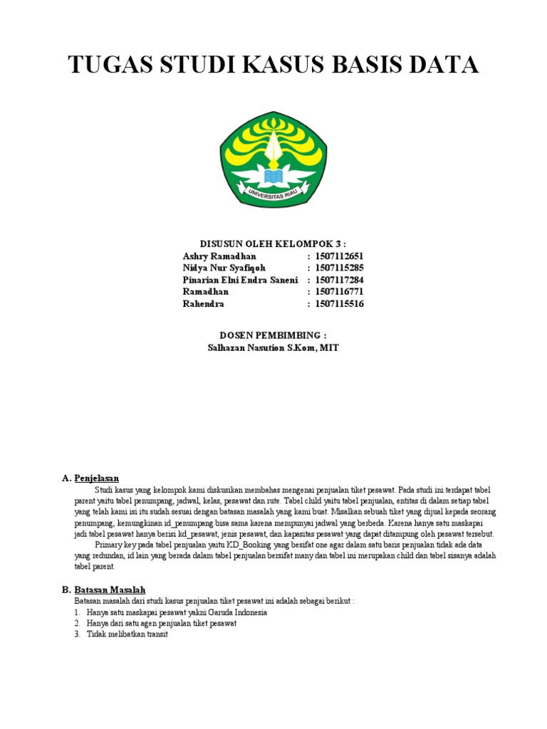Tugas Studi Kasus Basis Data | PDF