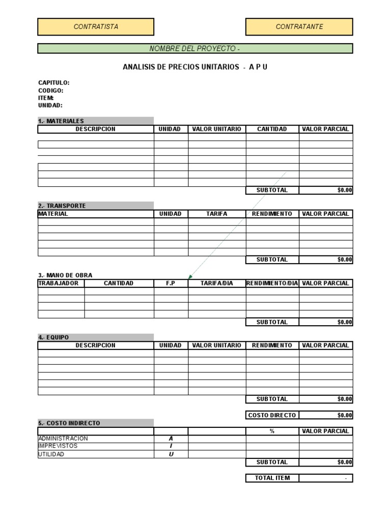 Formato Cuadro APU | PDF
