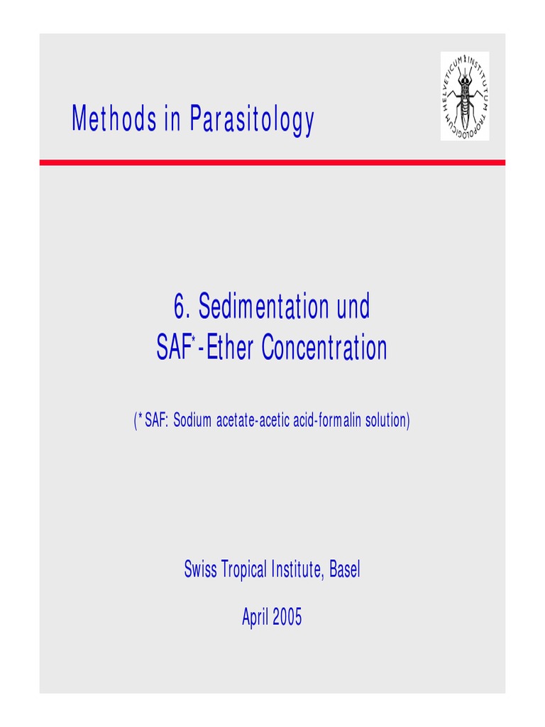 Stool Sedimentation Techniques in Parasitology | PDF | Centrifugation ...