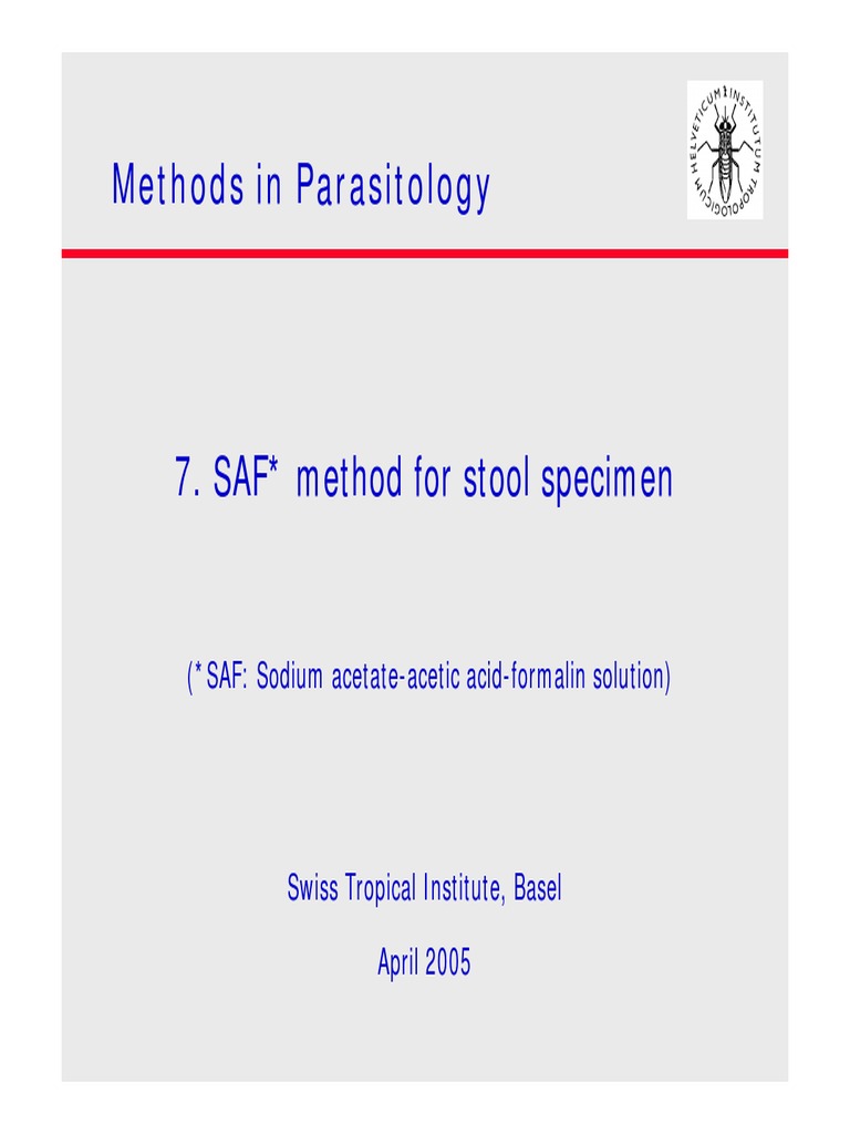 Methods in Parasitology: 7. SAF Method For Stool Specimen | PDF ...