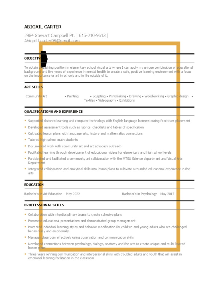 Abigail Carter Resume Pracitcum | PDF