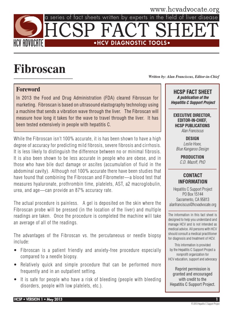 HCSP Fact Sheet: Fibroscan | PDF | Hepatitis C | Medical Specialties