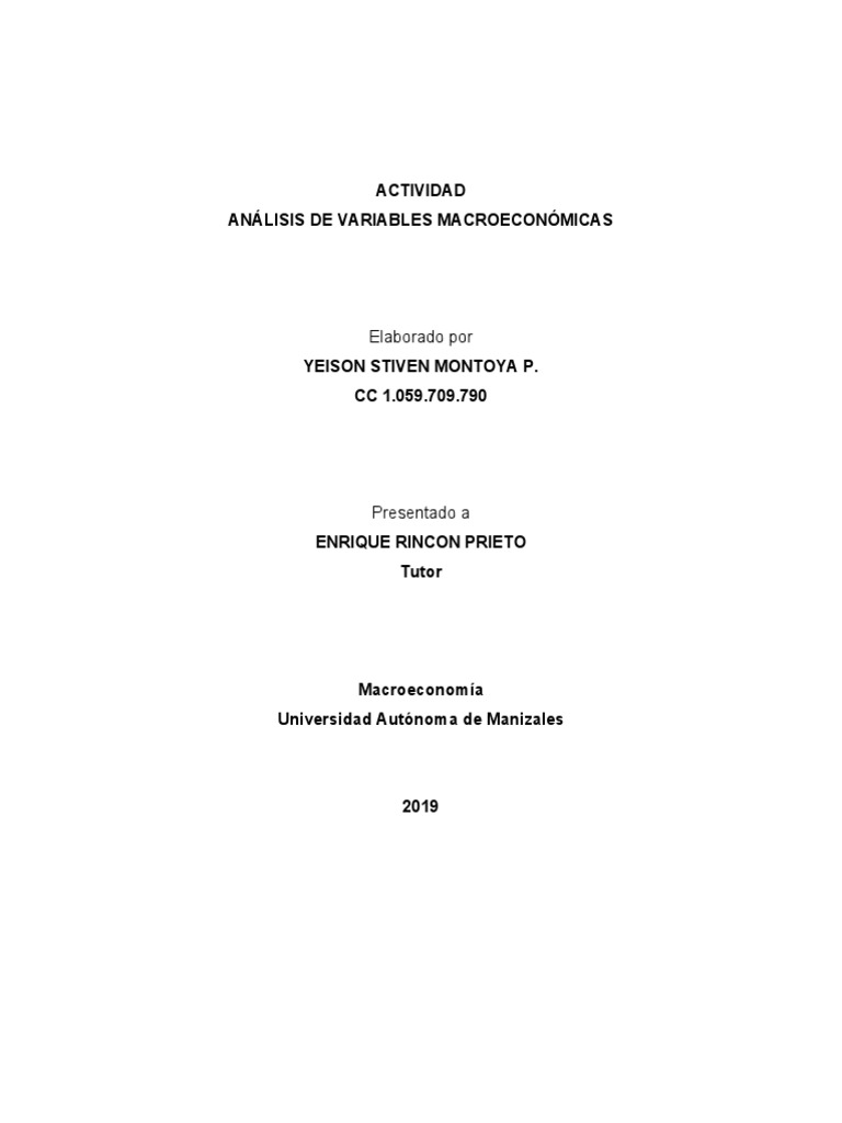 Análisis De Variables Macroeconómicas Pdf Inflación Perú