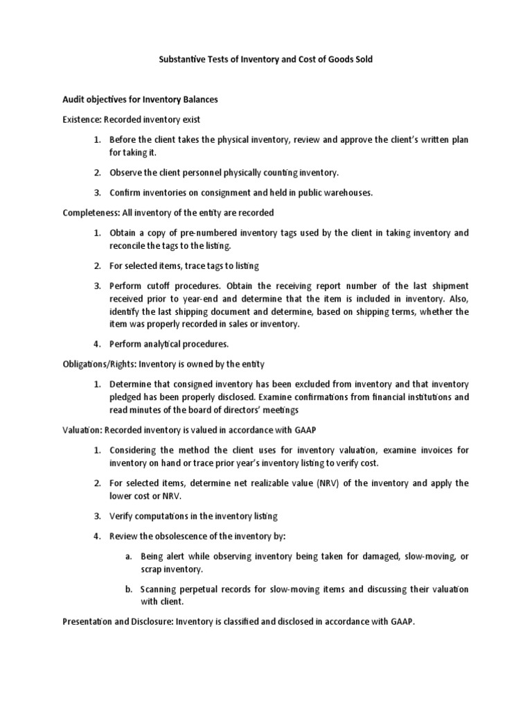 Accurately Assessing Inventory: Substantive Tests to Ensure Proper ...