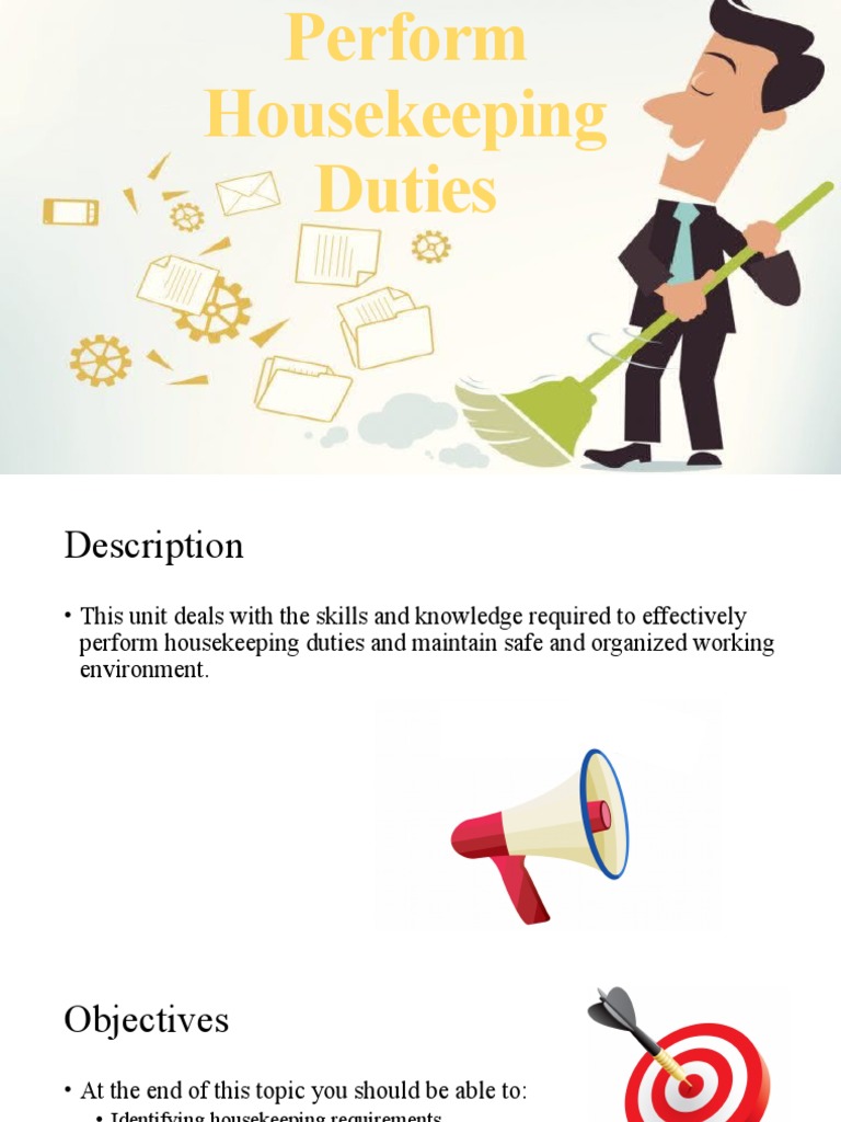 Perform Housekeeping Duties | PDF | Housekeeping | Occupational Safety ...