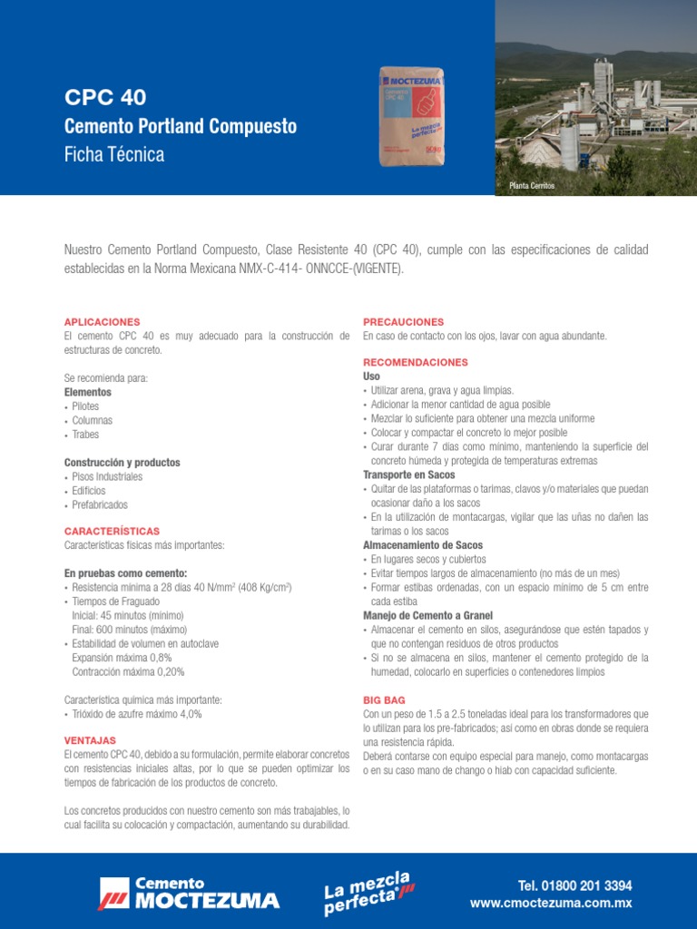 CRT - CPC 40 | PDF | Hormigón | Cemento