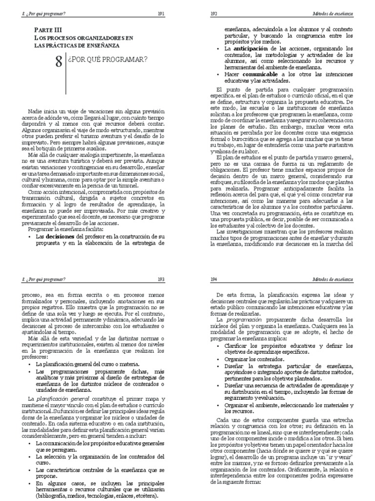 Davini - Métodos de Enseñanza Cap.8 Programacion | PDF | Plan de estudios | Aprendizaje